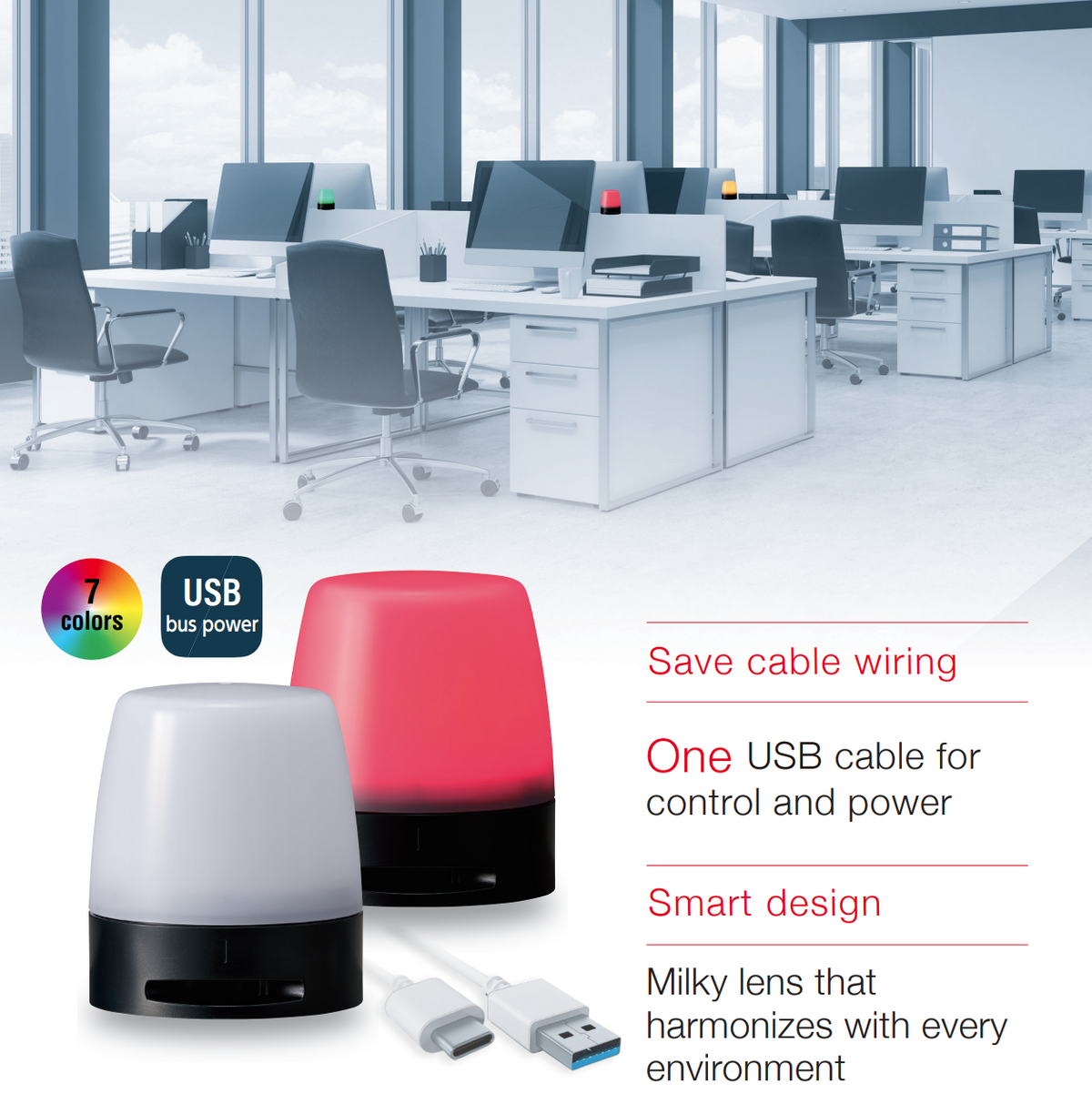 9 Colours in one! NE-USB USB Powered and Controlled Multi colour Signa