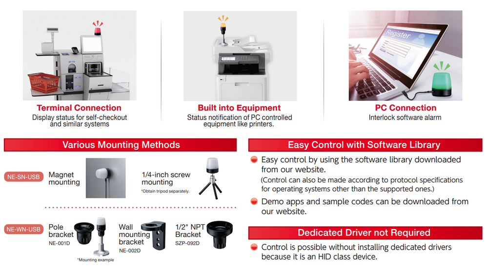9 Colours in one! NE-USB USB Powered and Controlled Multi colour Signa