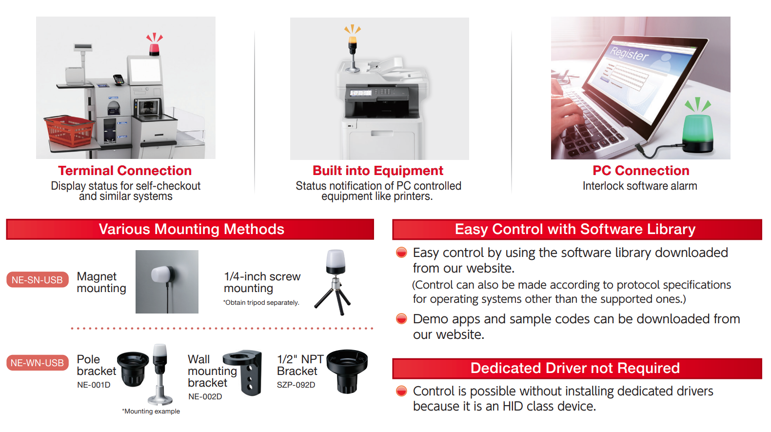 9 Colours in one! NE-USB USB Powered and Controlled Multi colour Signa