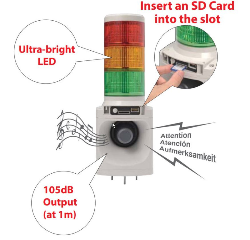 PATLITE SIGNALFX LKEH-202FE-RY LARGE INDICATING SIGNAL TOWER LIGHT ...